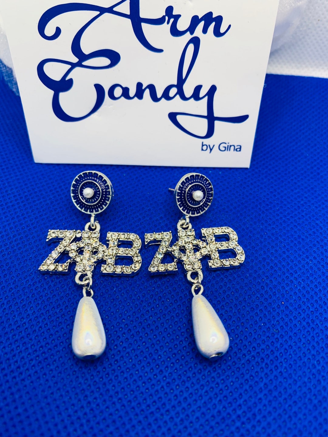 Zeta Phi Beta Pearl and Rhinestone Drop Earrings - Etsy