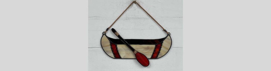 Stained Glass Canoe Glass Art Stained Glass Window Etsy