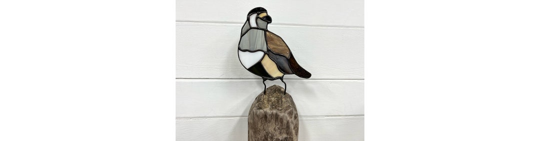 STAINED GLASS QUAIL Glass Art Quail on Driftwood - Etsy