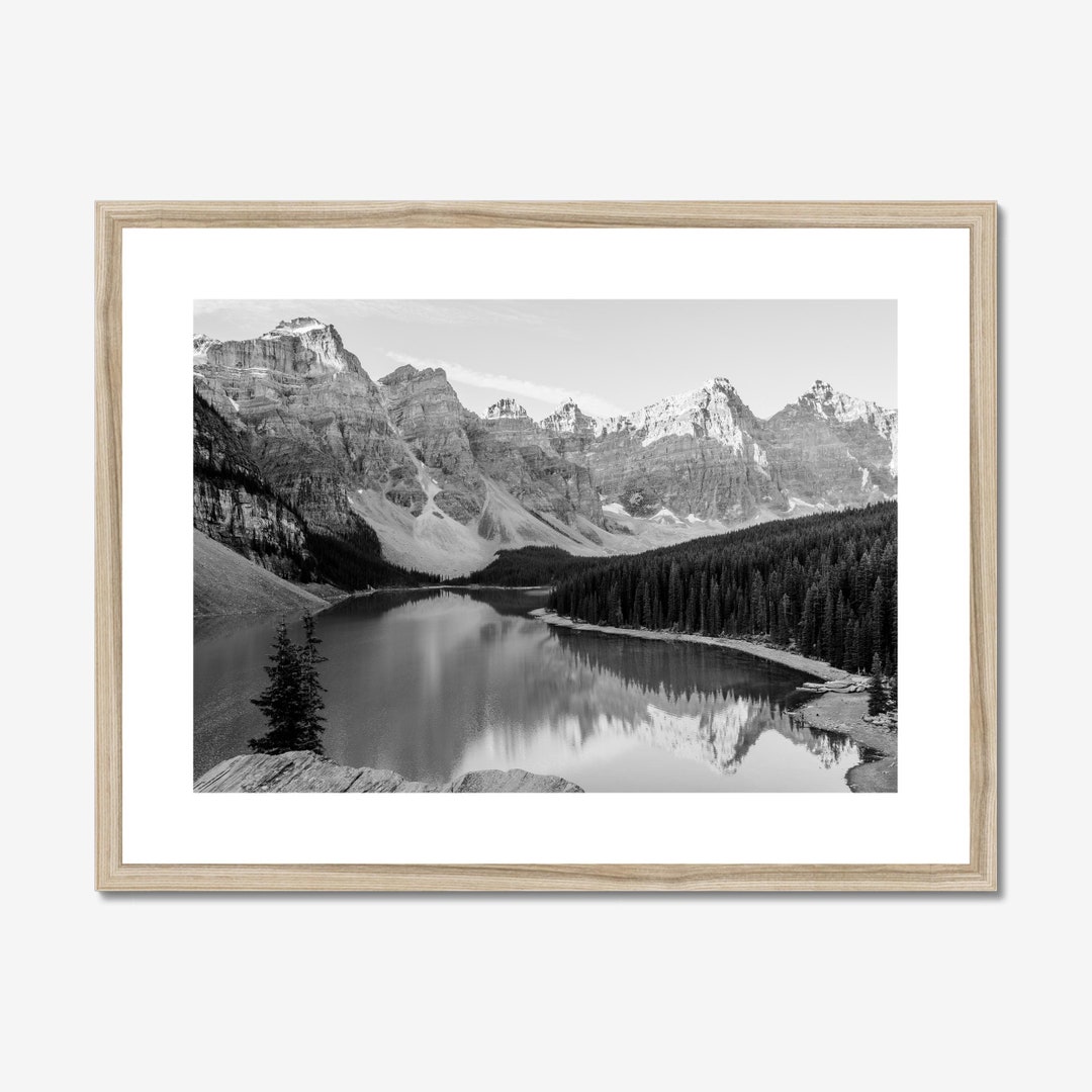 Banff Photo Poster Print, Black and White Mountain Photo, Black and ...