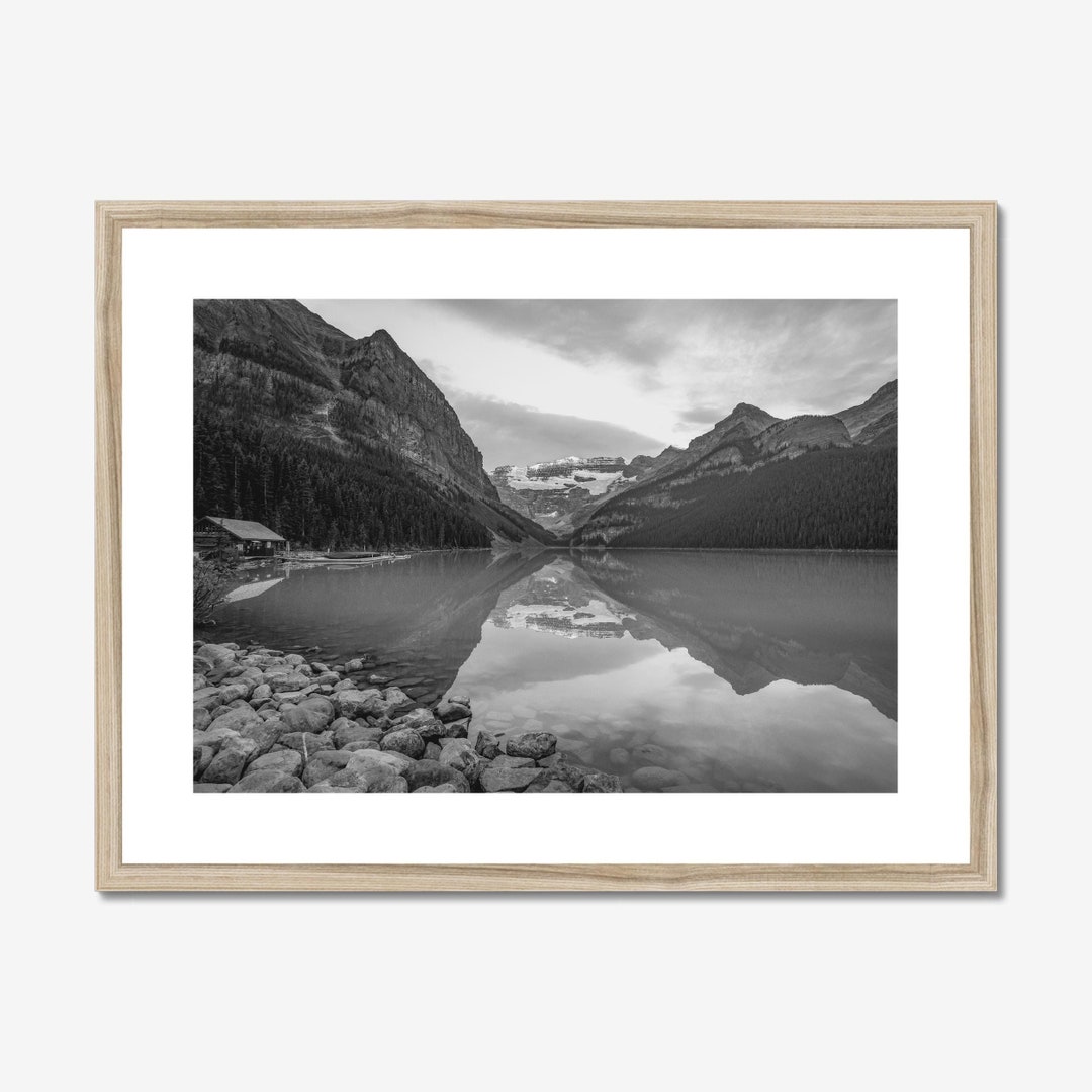 Banff Photo Poster Print, Black and White Mountain Photo, Black and ...