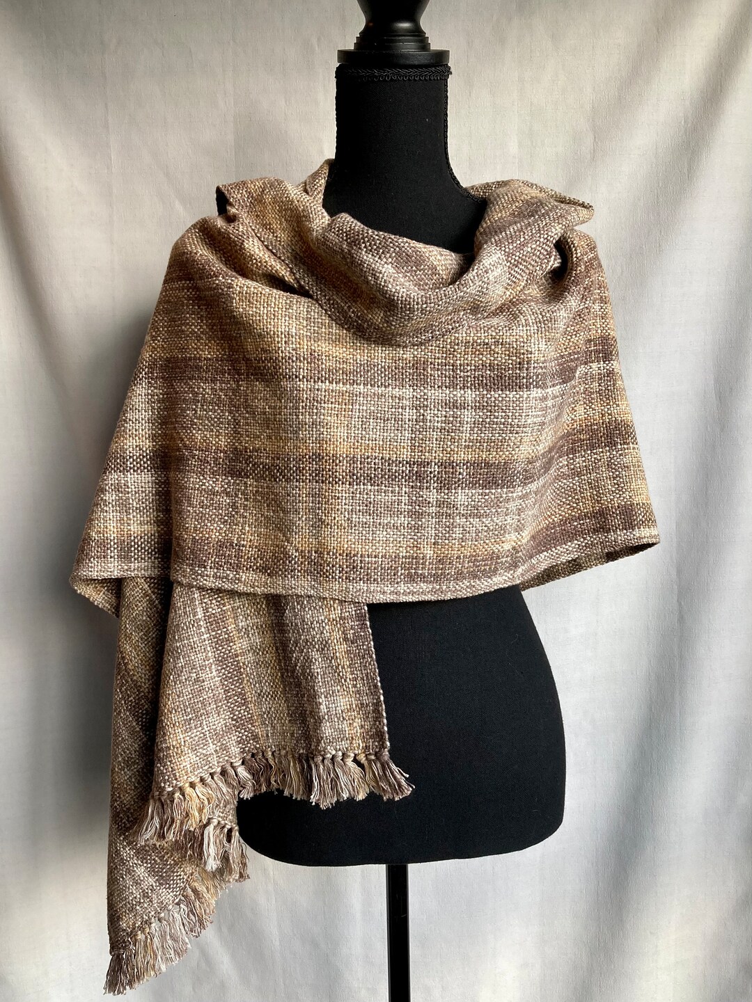 Rustic High Desert Wrap. Handwoven Blanket Scarf in Brown and Cream ...