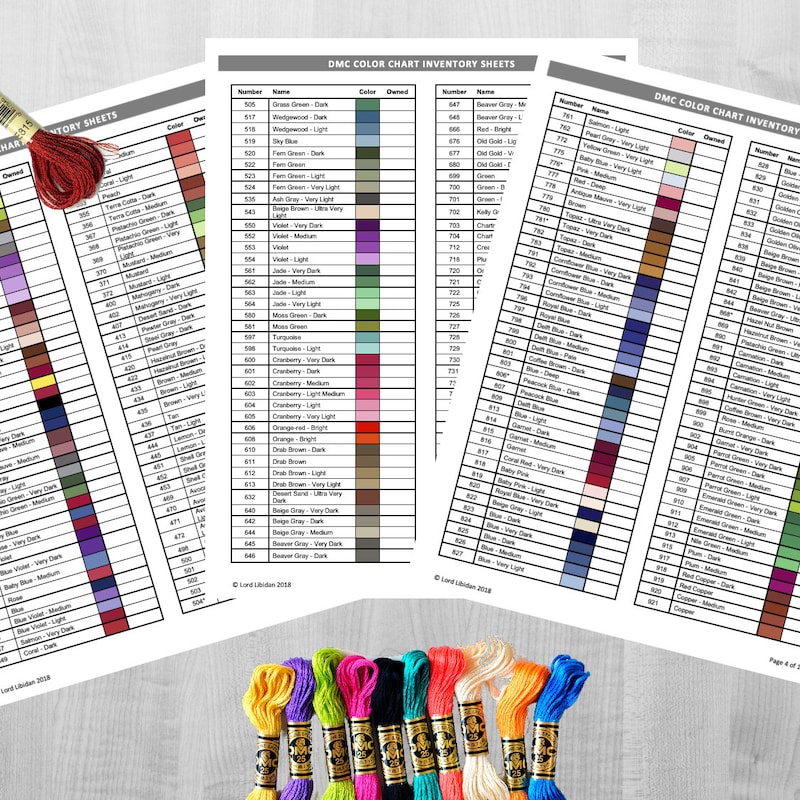 Dmc Floss Color Chart - Etsy