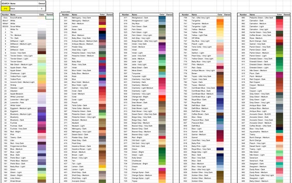 DMC Color Chart For Cross Stitch Thread, PRINTABLE PDF File, Variegated ...