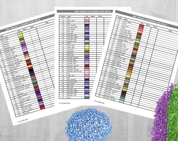 Printable DMC Thread Color Chart Tracker Inventory Sheet - Etsy