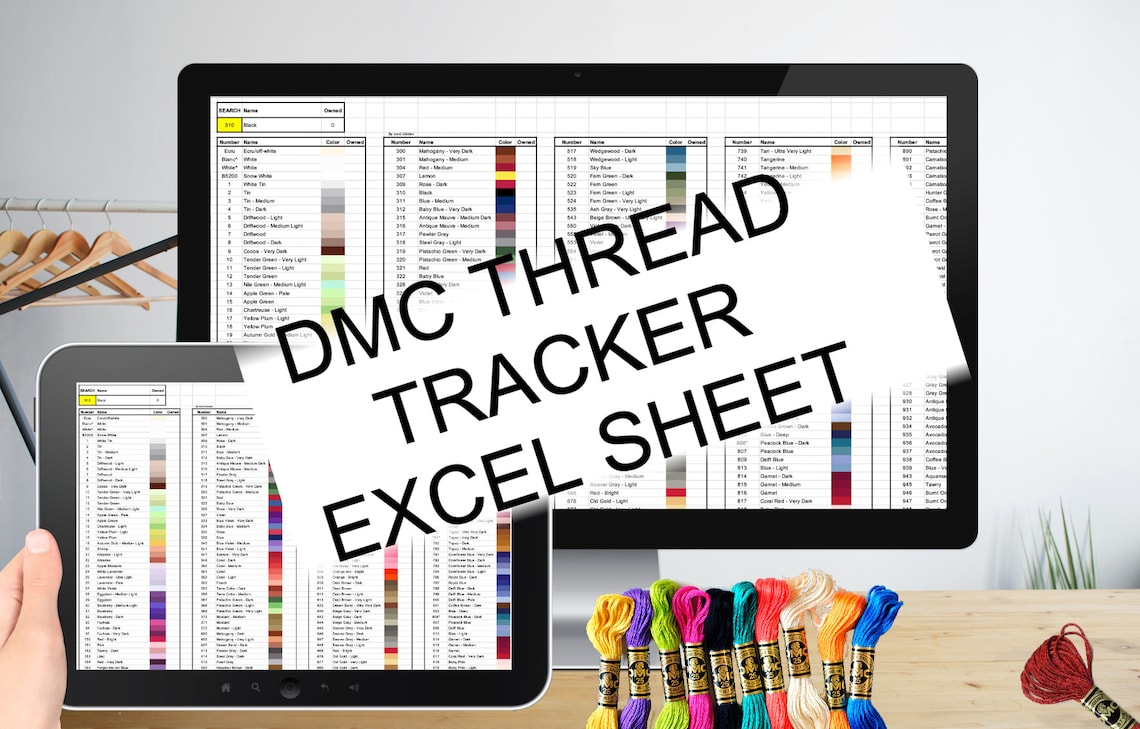 DMC Thread Color Chart Tracker Inventory Spreadsheet - Etsy
