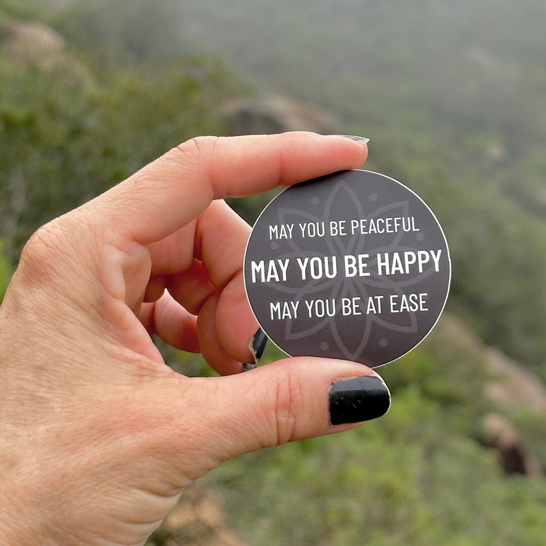 Buddhist Sticker | 2" Round Lotus | May You Be Peaceful-happy-at Ease ...