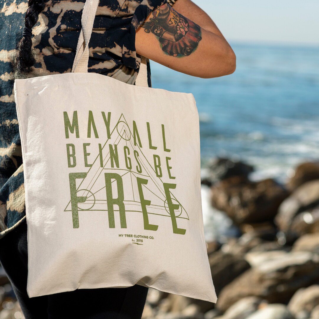 Buddhist Gift | Sacred Geometry Canvas Bag | May All Beings Be Free ...
