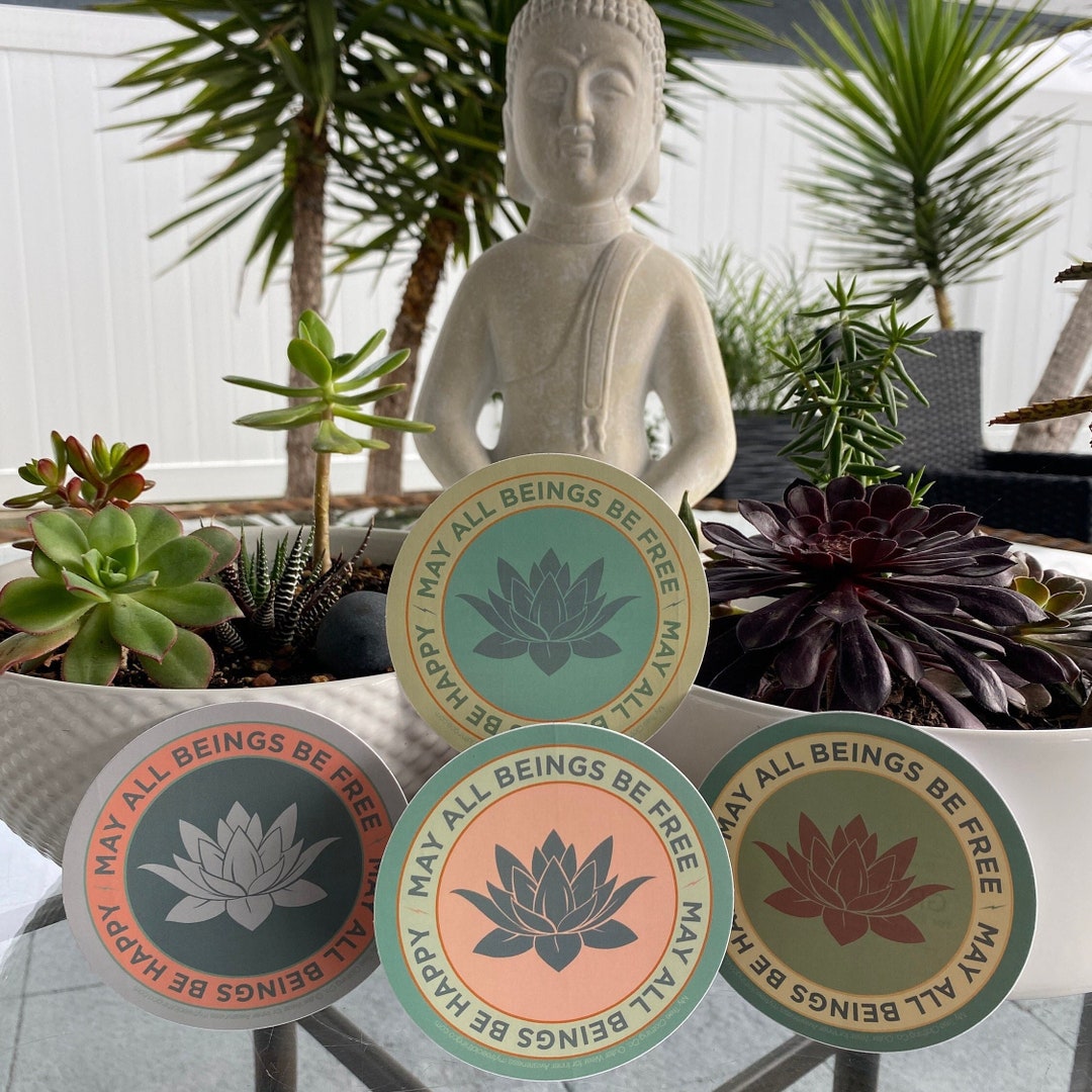Buddhist Sticker Set-four 4" Round-may All Beings Be Free-may All ...