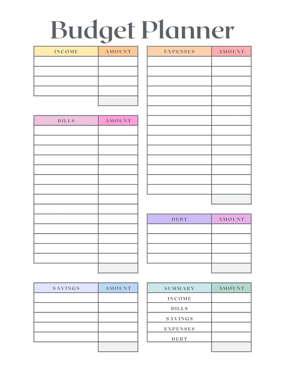 Budget Sheet, Monthly Budget, Digital Budget, Printable Budget Sheet ...