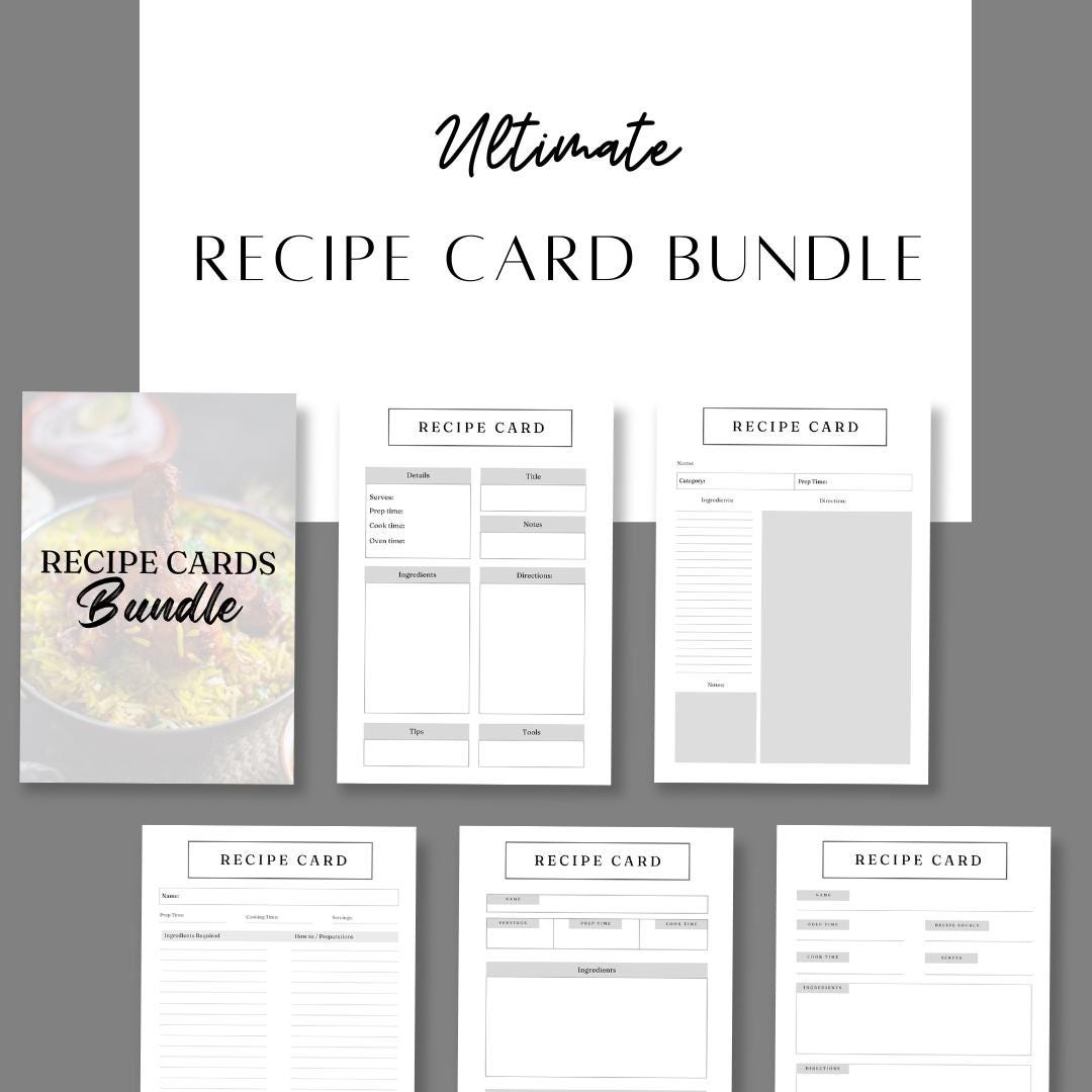 Recipe Cards, Digital Recipe Cards, Printable Recipe Cards, Custom ...