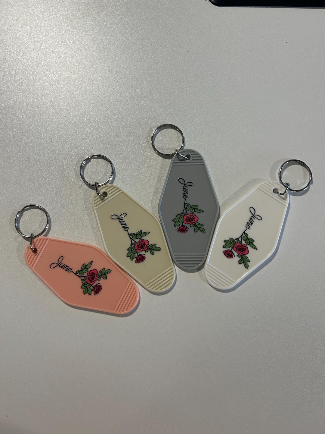 June Keychain, Birth Month Flower, Flower Keychain, Motel Keychain ...
