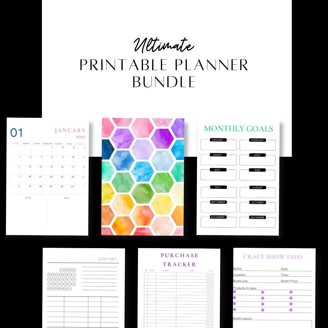 Colorful Business Planner, Small Business Calendar, Craft Show Planner ...