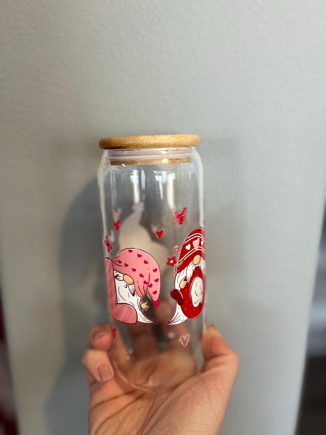 XOXO Cup, Glass Kiss Cup, Libbey Glass Cup, Bamboo Lid Cup, Reusable ...