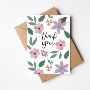 Thank You Card, Floral Card, Teacher Gift, Appreciation, Stationery ...