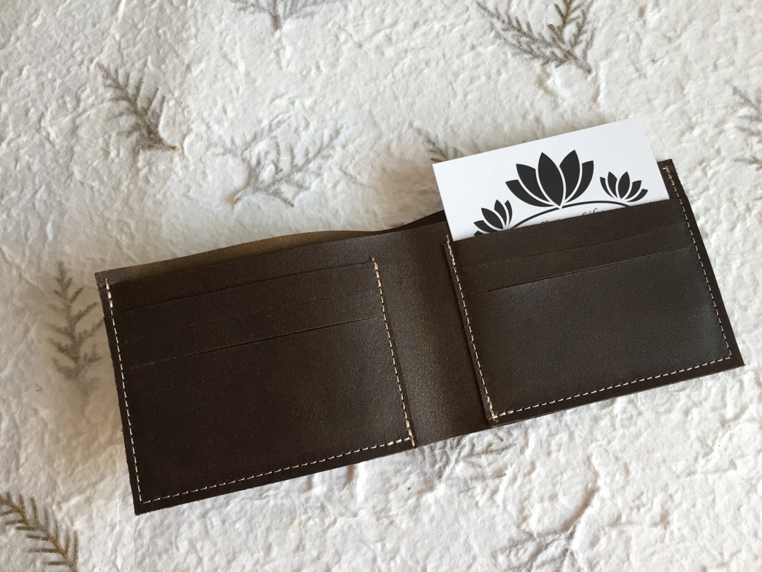 Leather Bifold Wallet - Burnt Brown, Men’s Wallet With Card Slots, Slim ...