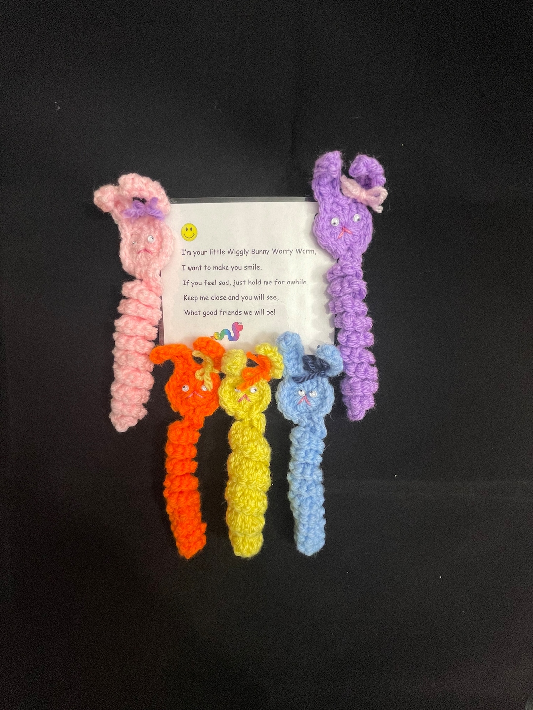 Bunny Worry Worm, Wiggly Worry Worm, Crochet Fidget Toy, Sensory Toy ...