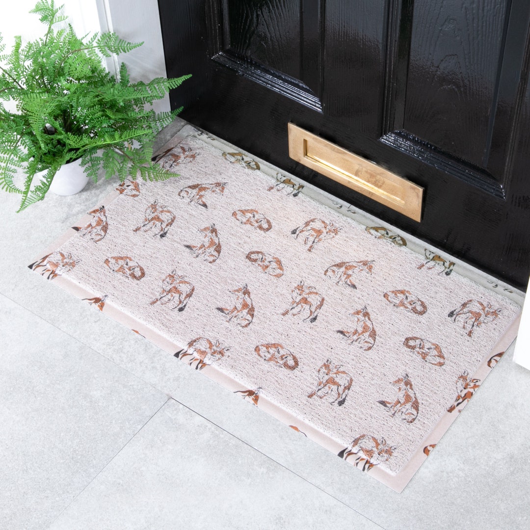 Stone Fox Pattern Doormat - Welcome Fox Mat - Entryway Cute Fox Doormat ...