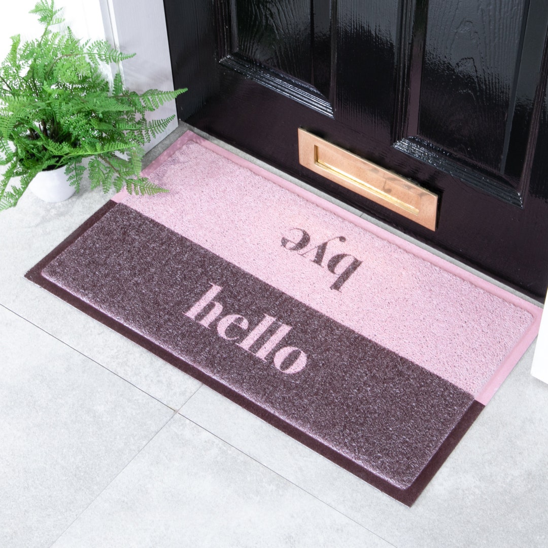 Hello Bye Doormat - Upside Down Doormat - Pink & Black Mat - Indoor ...