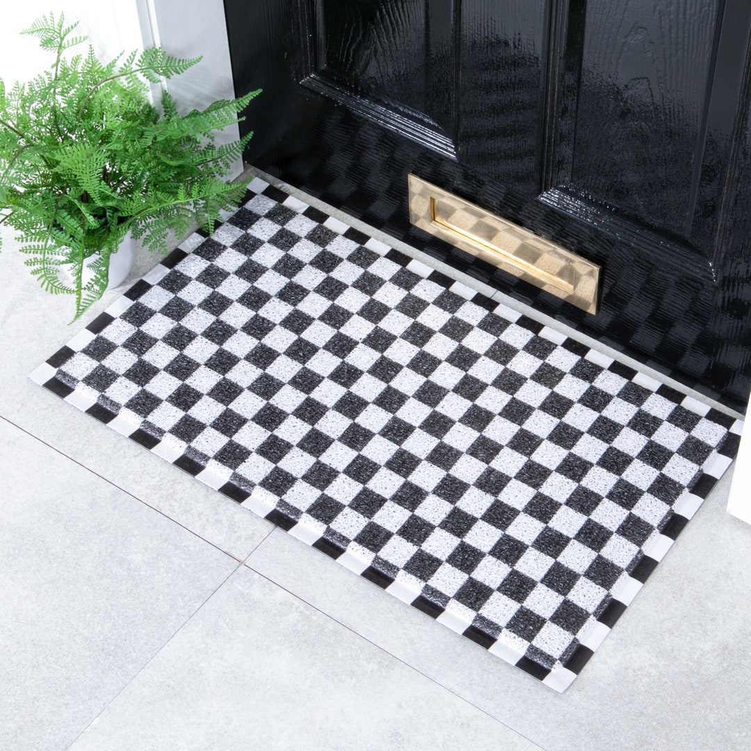 Checkerboard Indoor/outdoor Doormat - Welcome Doormat - Checkered ...