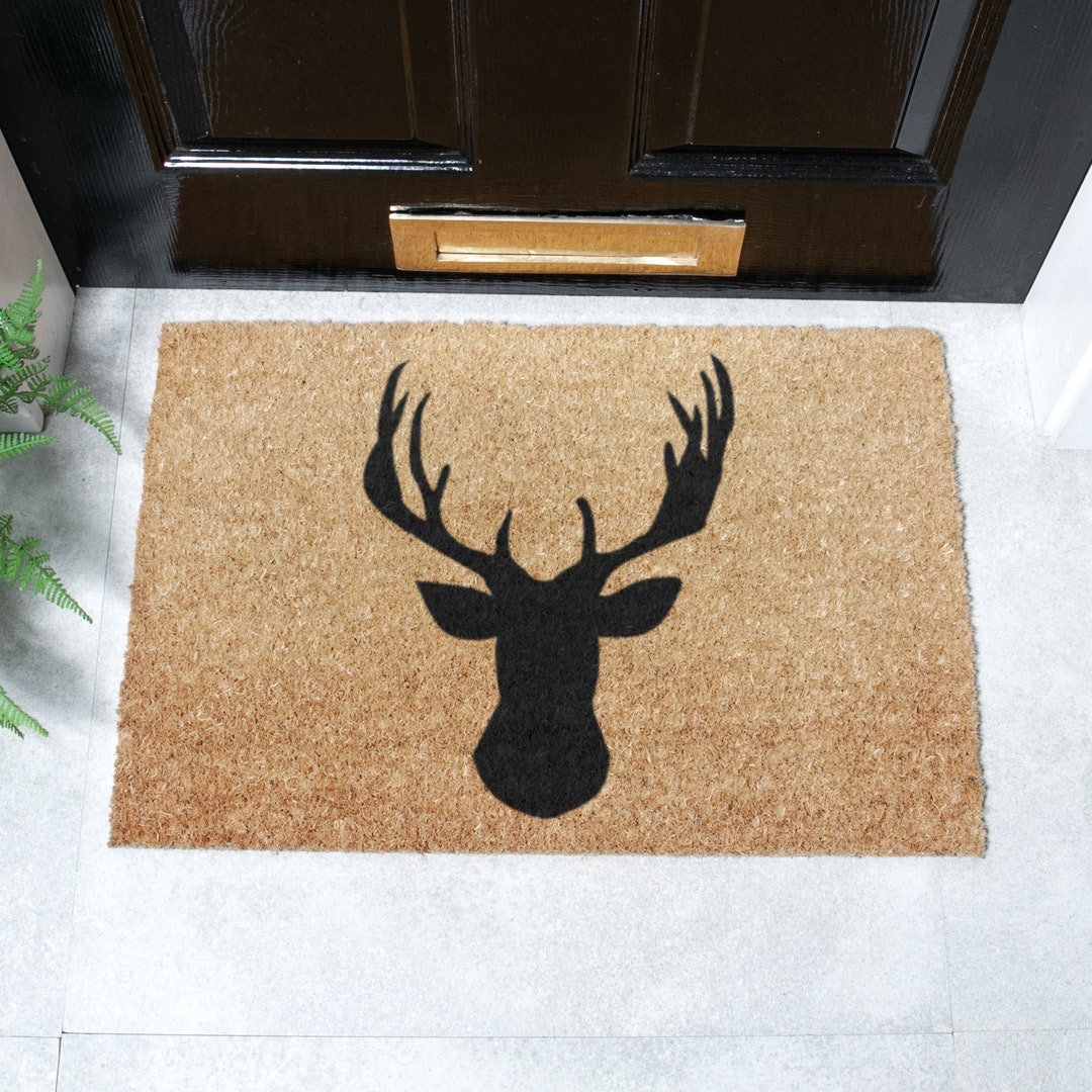 Stag Head Coir Doormat: Non-slip Deer Print, Made in Britain 60x40cm - Etsy