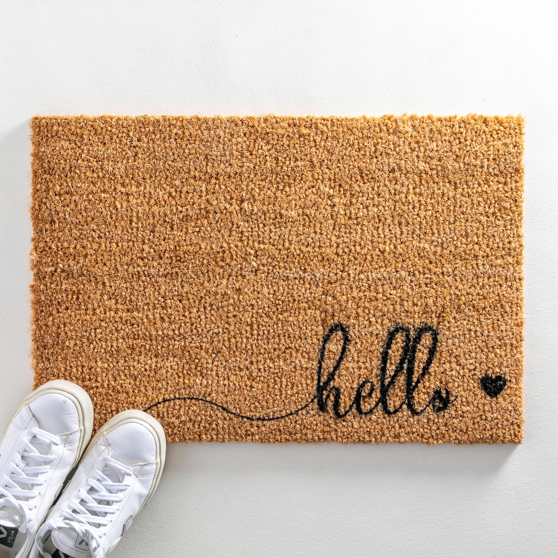 Hello Love Heart Scribble Coir Doormat - Etsy