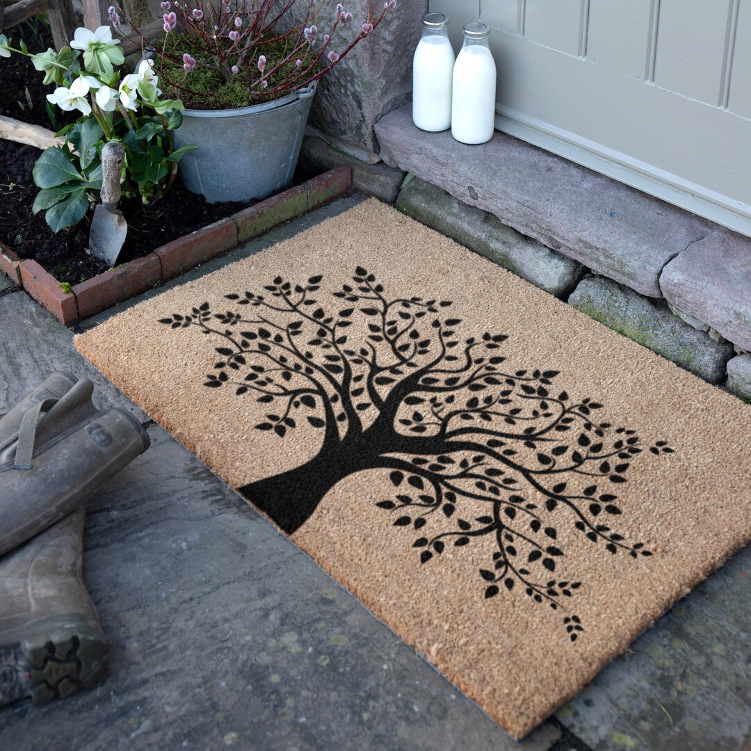 Tree of Life Country XXL Doormat - 90x60cm Door Mat - Non Slip Coir ...