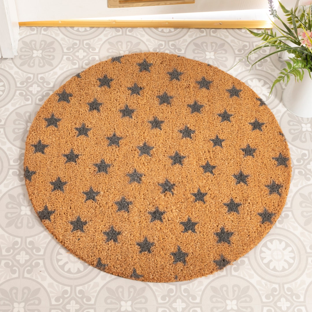 Grey Stars Circle Doormat Coir Non Slip Doormat Modern Doormat Eco ...