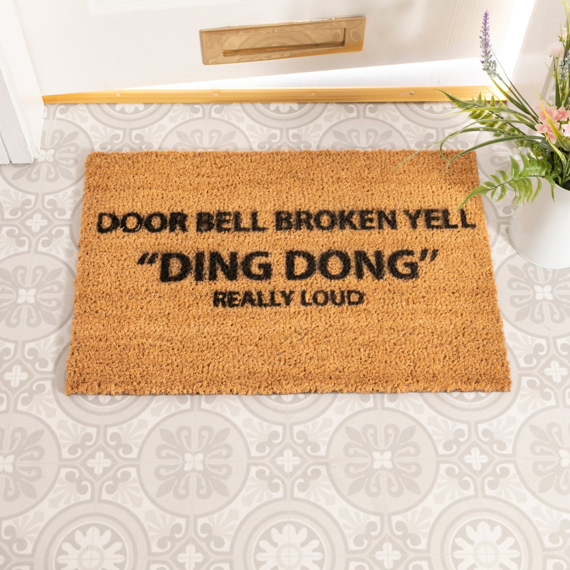Doorbell Broken Funny Doormat Bell Broken Yell Ding Dong - Etsy