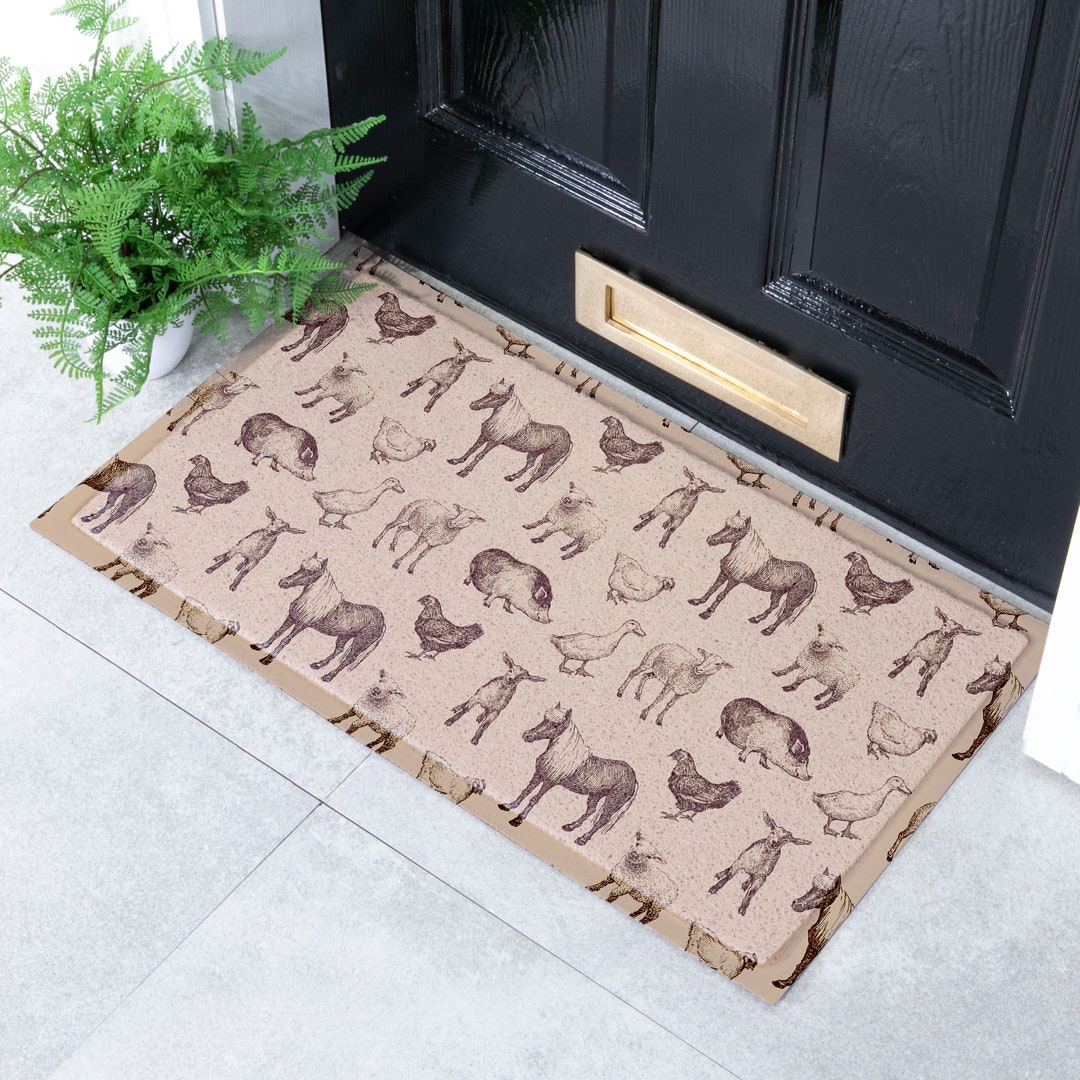 Vintage Farm Animals Indoor & Outdoor Doormat - Long Lasting Welcome ...