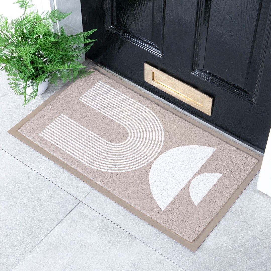 Beige Half Moon Abstract Indoor & Outdoor Doormat - Long Lasting ...