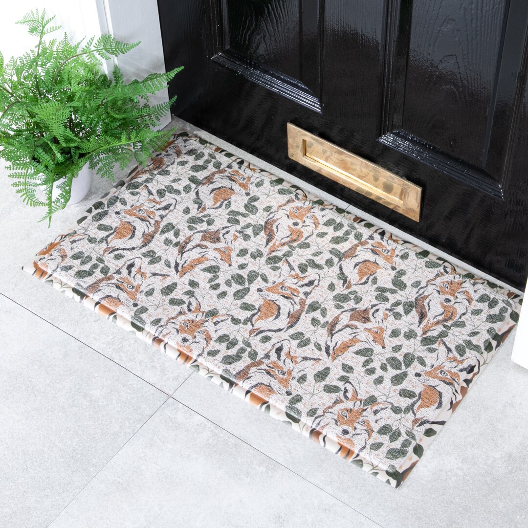 Fox Pattern Doormat - Foxes Mat - Entryway Cute Fox Mat - Front Welcome ...