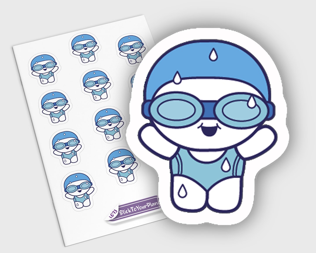 Swim Practice Stickers, Funny Swimming Stickers, Pool Stickers, Kawaii ...