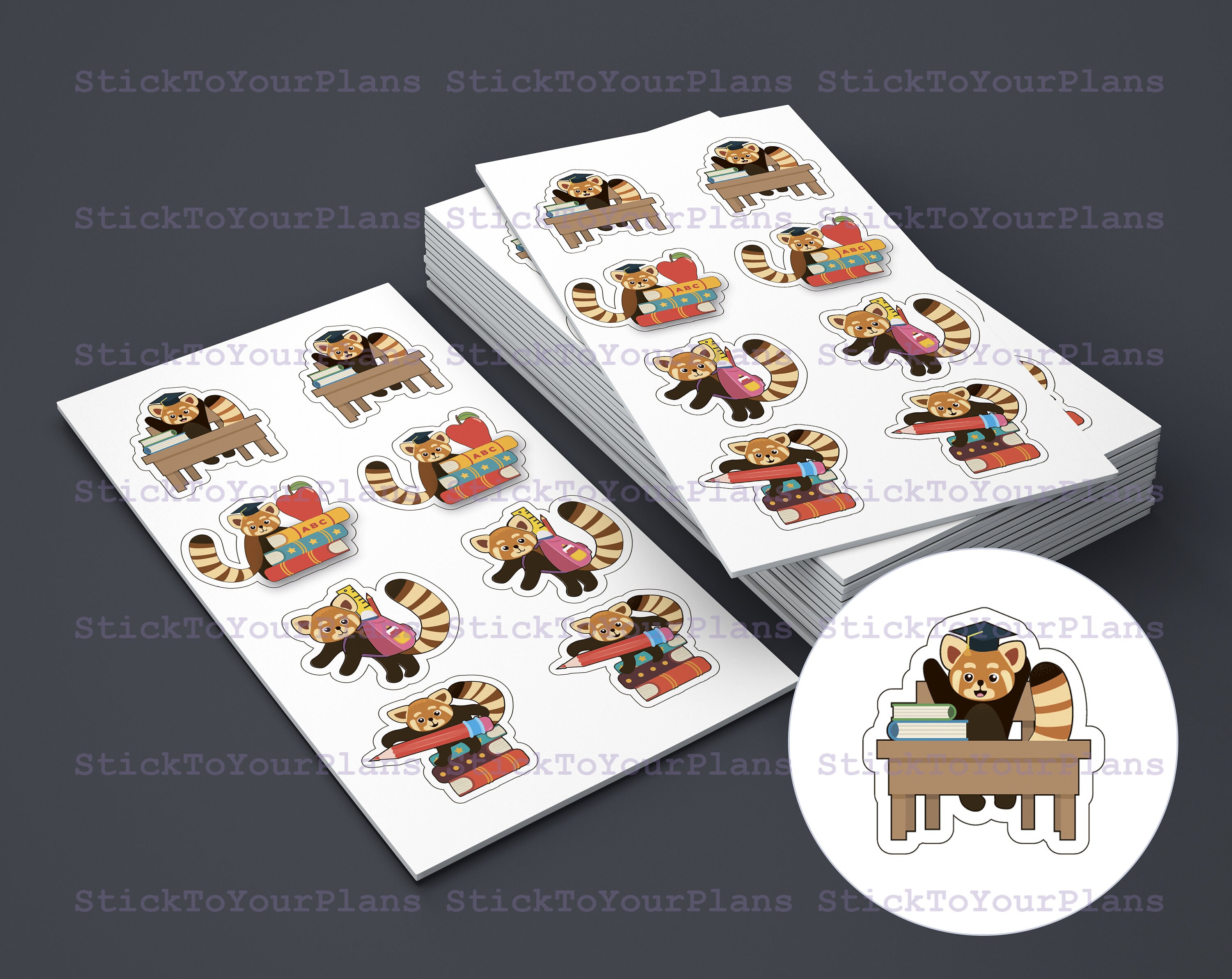 Red Panda Planner Stickers, Study Planner Stickers, School Planner ...
