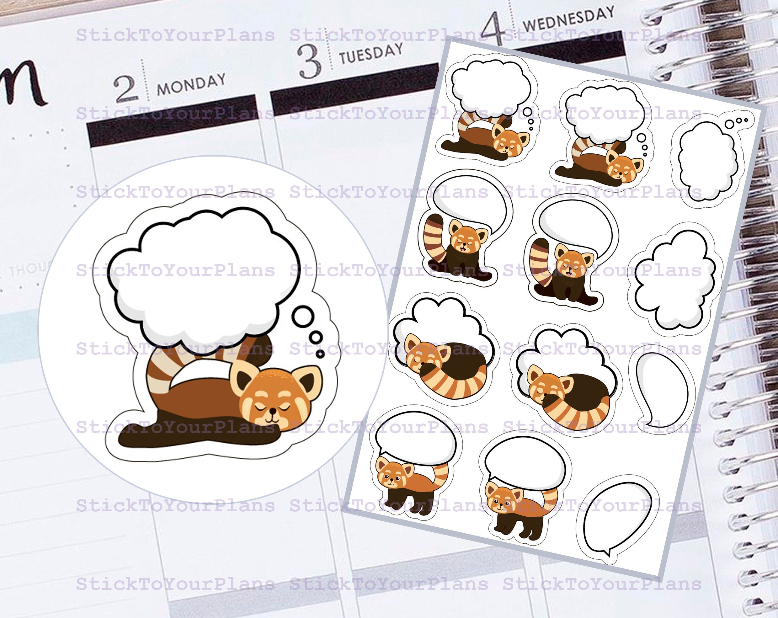 Red Panda Planner Stickers Red Panda Stickers - Etsy