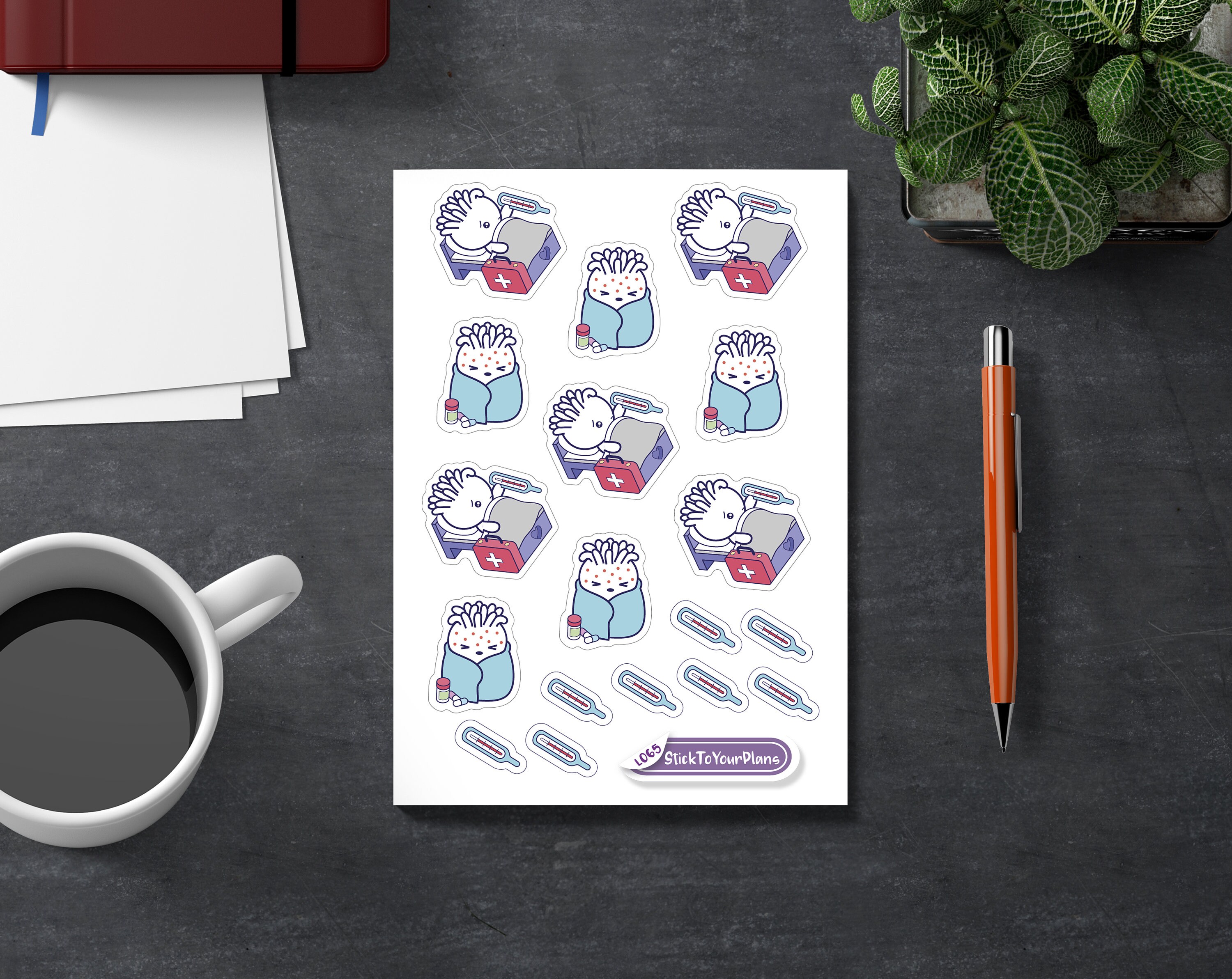 Sick Day Planner Stickers, Fever Planner Stickers, Flu Stickers, Cold ...
