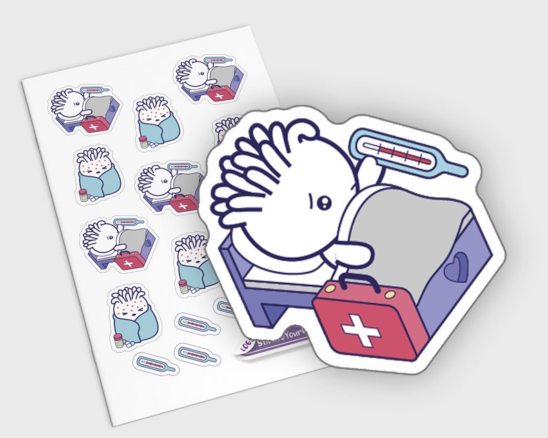 Sick Day Planner Stickers, Fever Planner Stickers, Flu Stickers, Cold ...