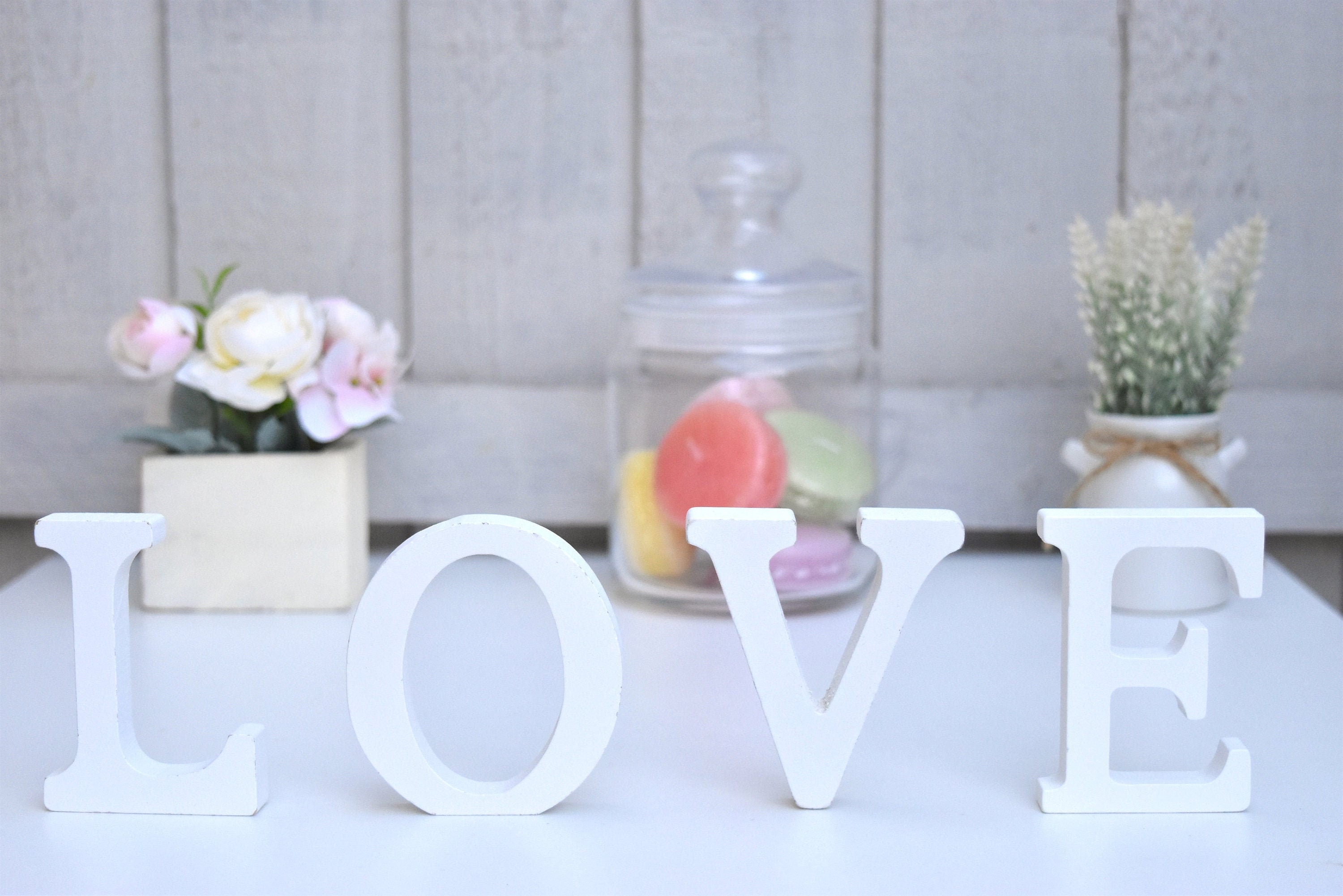 White Wooden 'LOVE' Letter Sign/stands for - Etsy