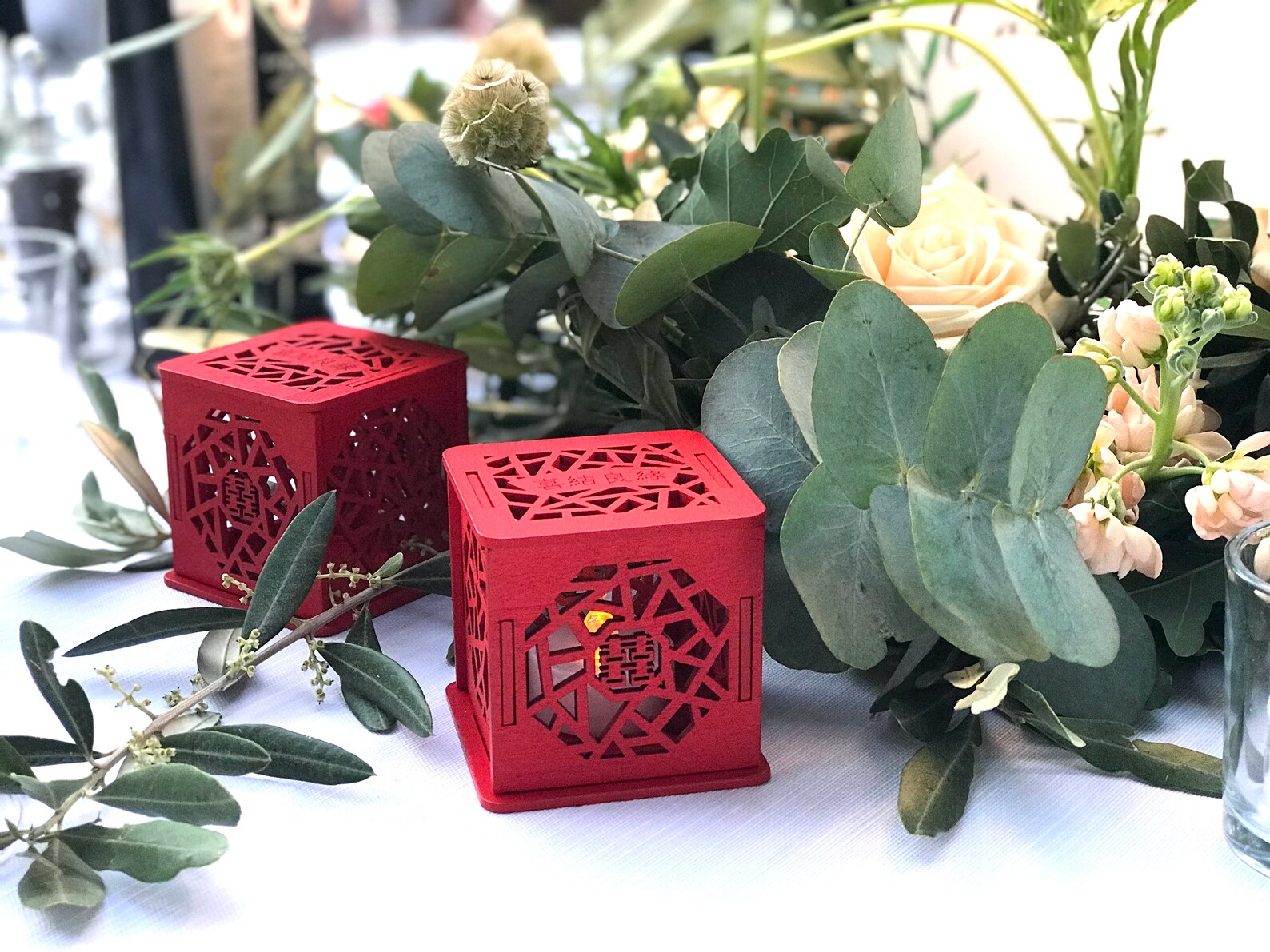 Chinese Wedding Red Laser Cut Double Happiness Candle - Etsy