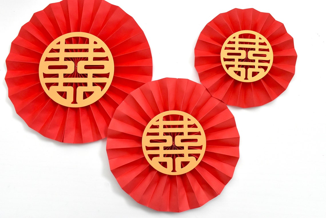 Red Double Happiness Pinwheel Chinese Wedding Decoration - Etsy
