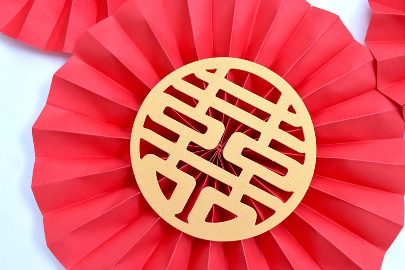 Red Double Happiness Pinwheel Chinese Wedding Decoration - Etsy