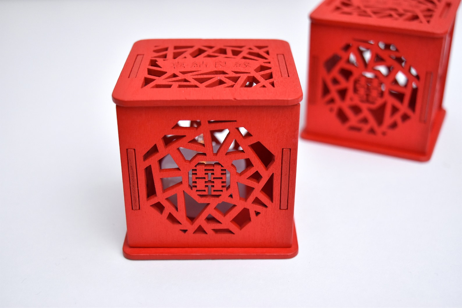 Chinese Wedding Red Laser Cut Double Happiness Candle - Etsy