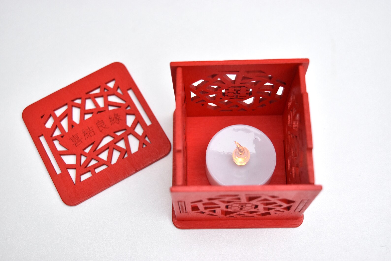 Chinese Wedding Red Laser Cut Double Happiness Candle - Etsy