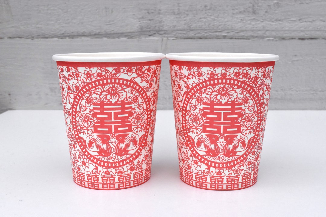 Lace Print Double Happiness Paper Tea Cups + Teaset - for Tea Ceremony ...