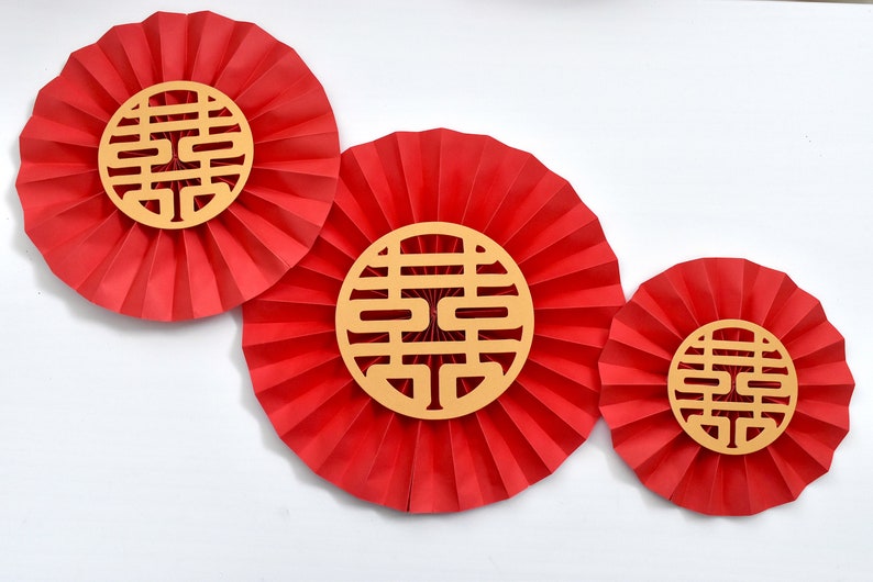 Red Double Happiness Pinwheel Chinese Wedding Decoration - Etsy