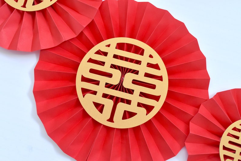 Red Double Happiness Pinwheel Chinese Wedding Decoration - Etsy