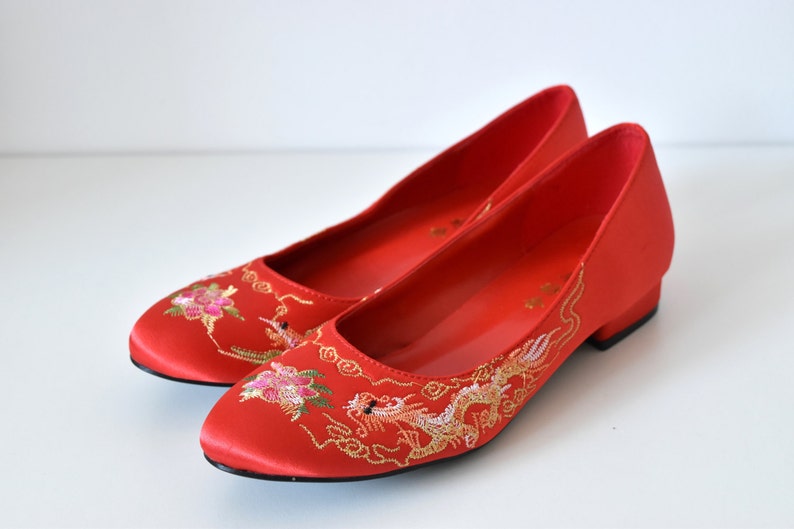 Chinese Wedding Shoes Mei Traditional Red | Etsy