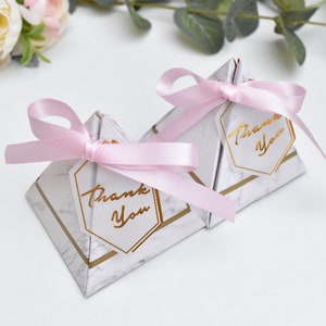 Marble Print Triangular Pyramid Favour Box - Etsy UK
