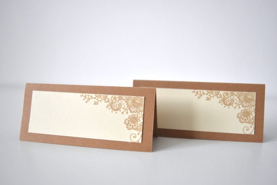 Rustic Kraft and Lace Place Cards - Etsy