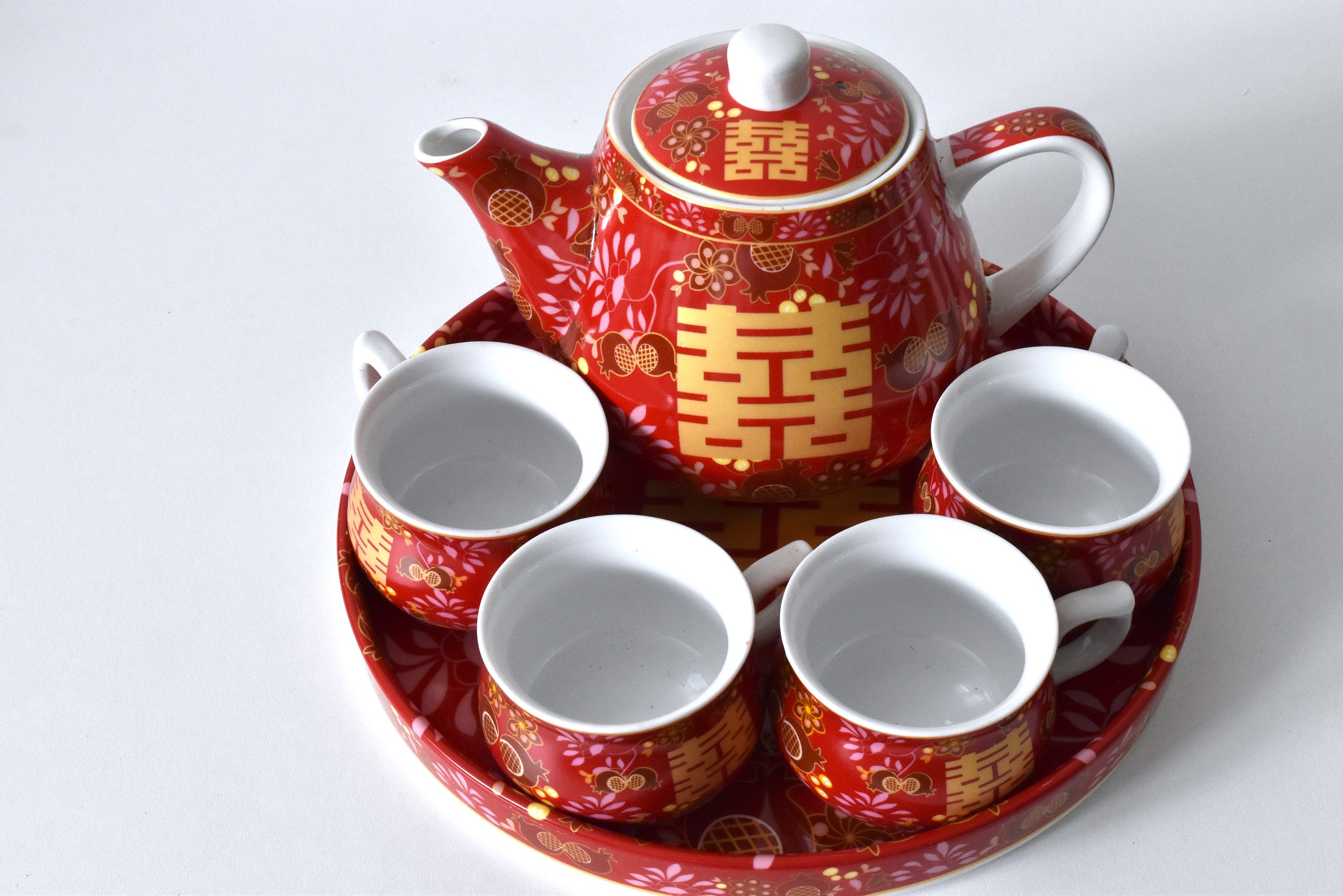 Lotus Seed Chinese Wedding Double Happiness Tea Set/tea - Etsy UK
